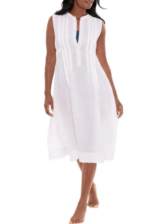 MIRACLESUIT® Pleated Sleeveless Midi Dress - White
