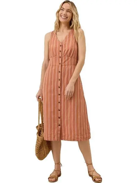 PACT Canopy Linen Blend Button-front Dress - Hermosa Stripe
