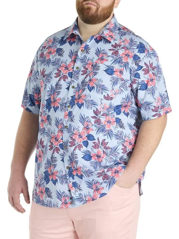 OAK HILL BY DXL Big & Tall Floral Sport Shirt - Blue Multi