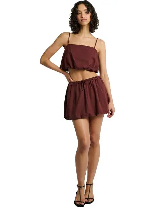 Onia Air Linen Bubble Crop Top - Rum