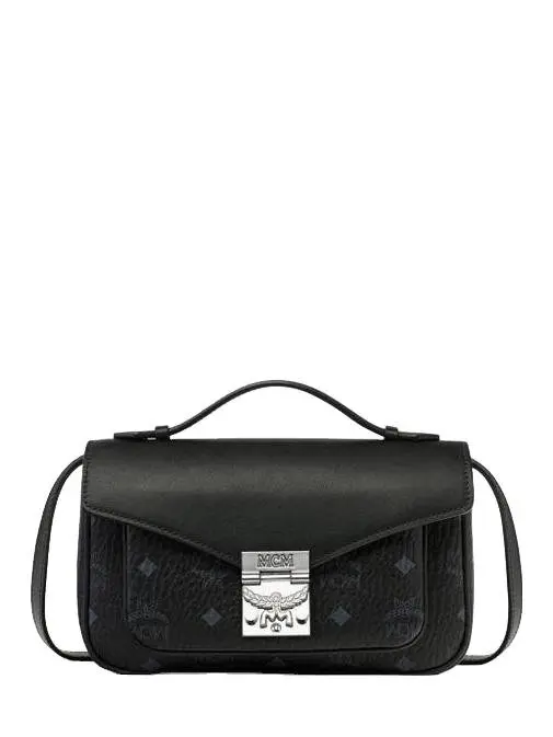Mcm Tracy Crossbody In Visetos Leather Mix - Black