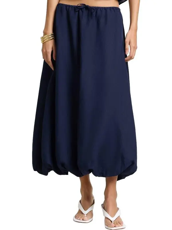 Onia Air Linen Bubble Maxi Skirt - Noir Navy