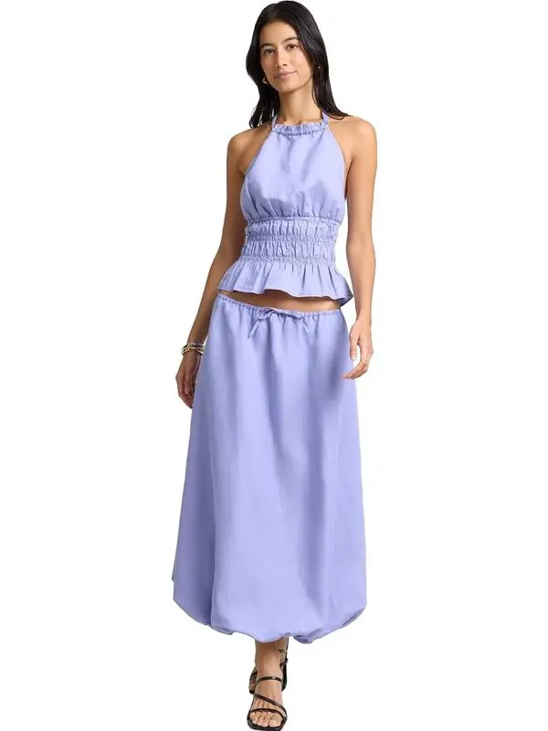 Onia Air Linen Bubble Maxi Skirt - Periwinkle