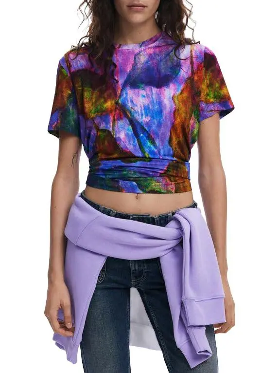 Desigual Abstract Print T-shirt - Lavender Multi