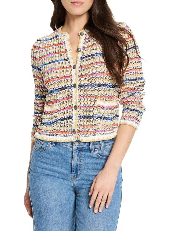 NIC+ZOE Coastal Knit Striped Cardigan - Neutral Multi