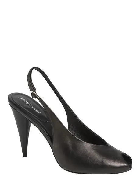 Jeffrey Campbell Snoah Slingback Peep Toe Pumps - Black
