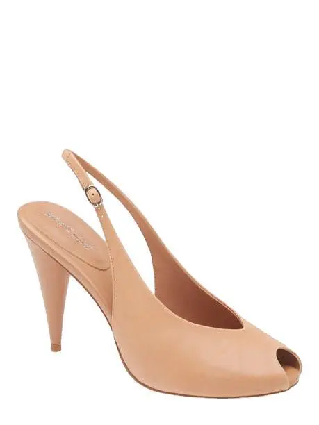 Jeffrey Campbell Snoah Slingback Peep Toe Pumps - Tan