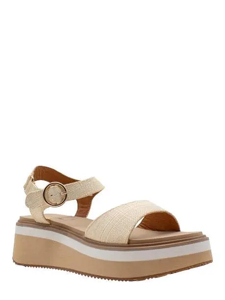 VOLATILE Porcini Ankle Strap Platform Sandal - Natural Raffia