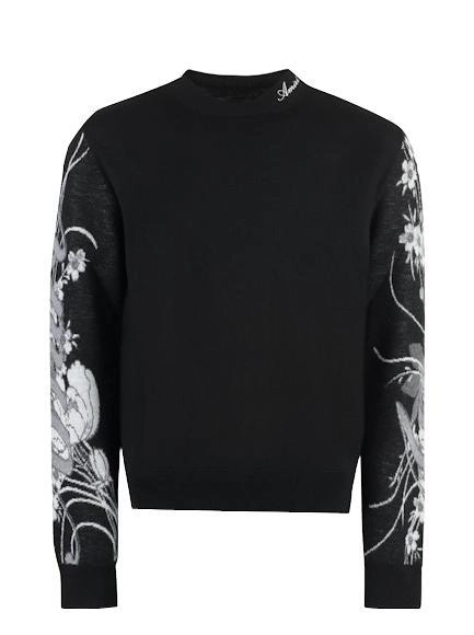 Amiri Floral Arm Print Long Sleeve T-shirt - Black