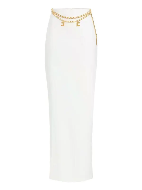 Elisabetta Franchi Chain-detail Crepe Maxi Skirt - White