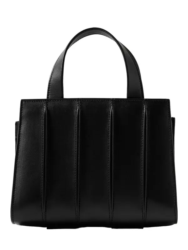Max Mara Whitney Bag 4 Small Pleated Leather Tote - Black