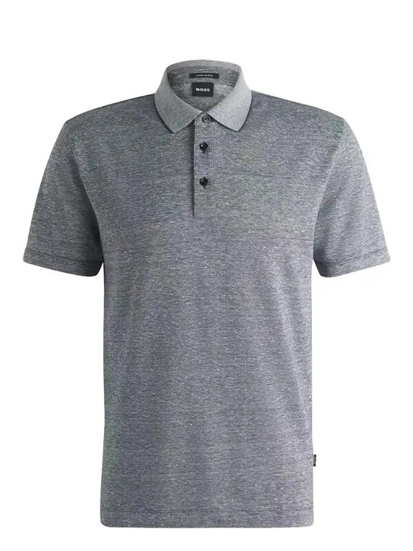 BOSS Linen-blend Polo Shirt - Grey