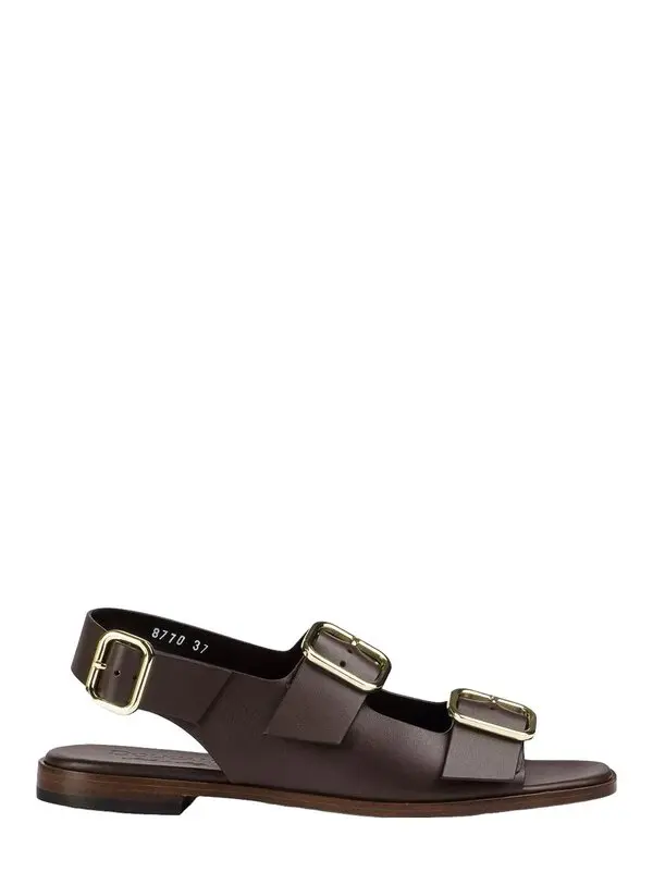 DOUCAL'S Leather Slingback Sandals - Coffee