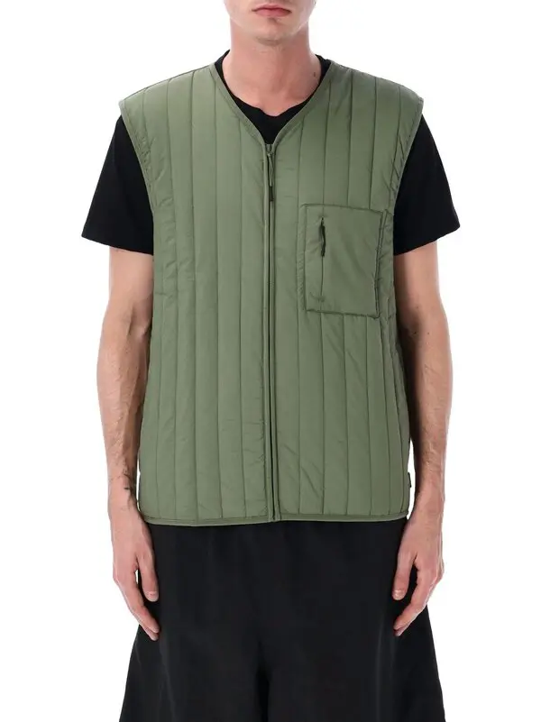 Rains Quilted Zip-up Vest - Green