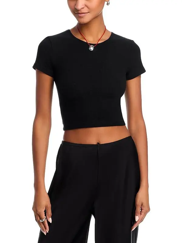 LESET Lauren Cropped Slim Fit Top - Black