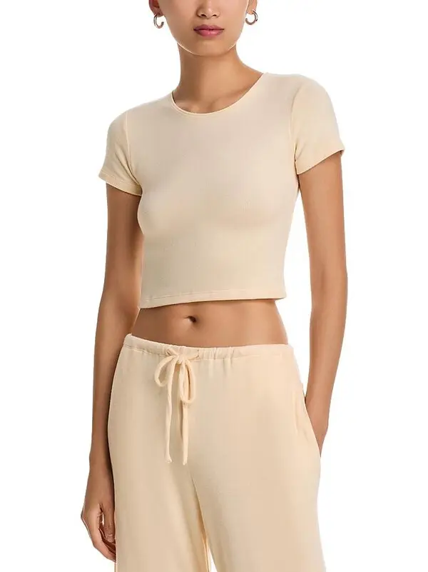 LESET Lauren Cropped Slim Fit Top - Vanilla