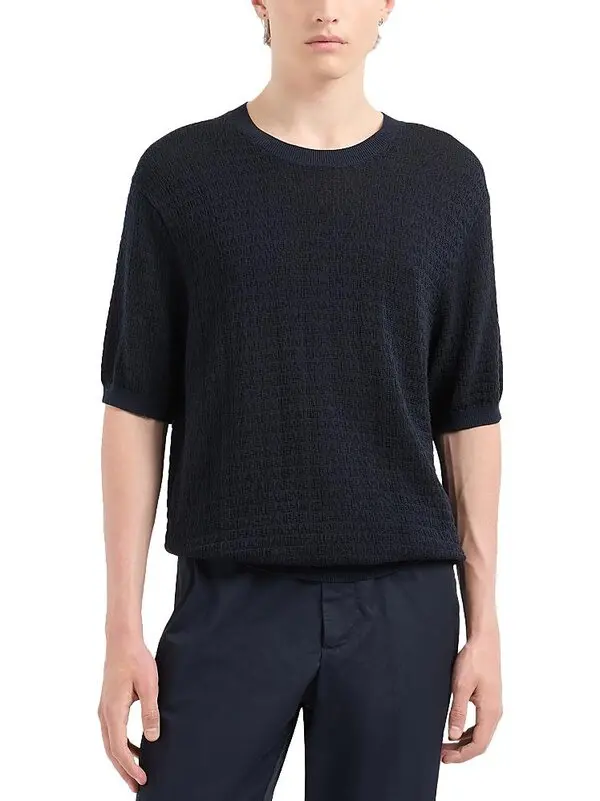 Emporio Armani Stitched Logo Sweater - Navy Blue