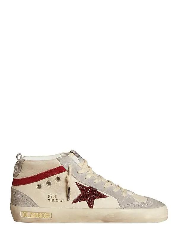 GOLDEN GOOSE Mid Star Lace-up Sneakers - White/gray/bordeaux/red