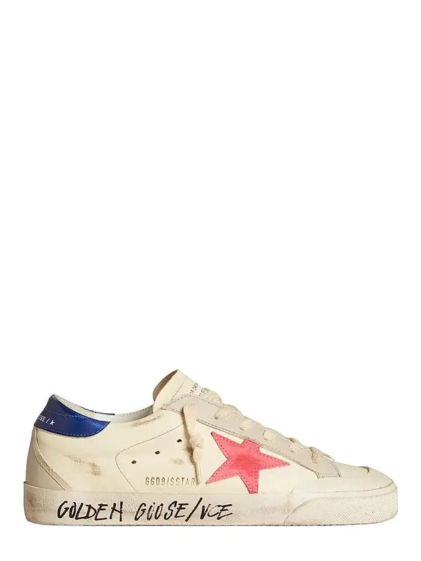 GOLDEN GOOSE Super-star Lace-up Sneakers - White/beige/red/blue
