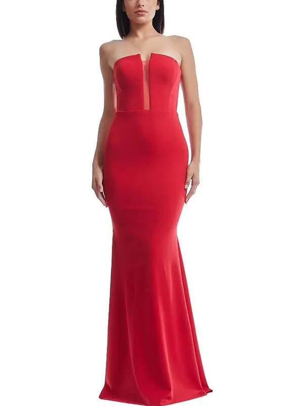 Dress The Population Izzy Strapless Gown - Rouge