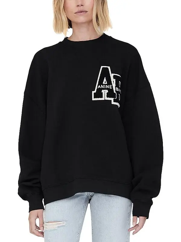 ANINE BING Miles Oversized Cotton Sweater - Black