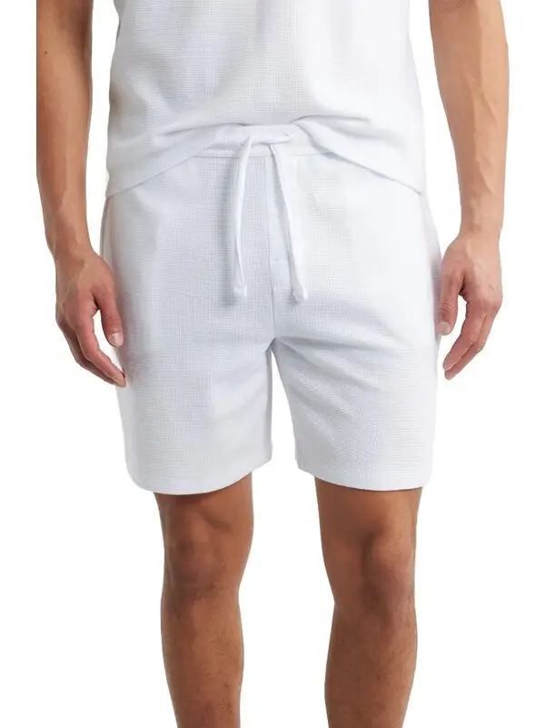 BOSS Waffle Knit Lounge Shorts - White