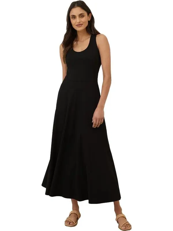 PACT Organic Cotton Fit & Flare Maxi Dress - Black