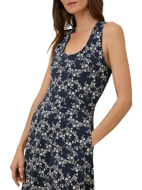PACT Organic Cotton Fit & Flare Maxi Dress - Bouquet Blooms Midnight Blue