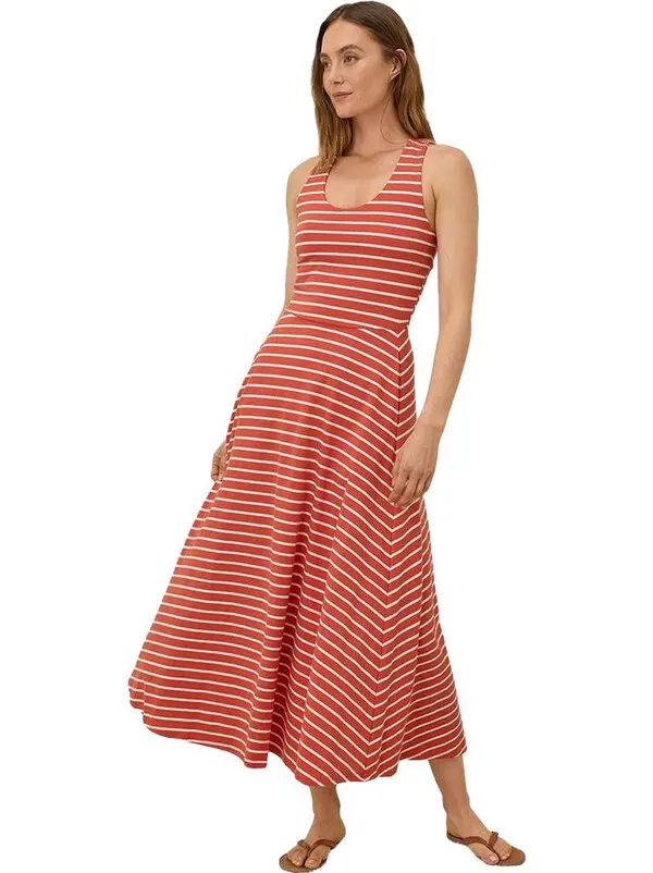 PACT Organic Cotton Fit & Flare Maxi Dress - Daytripper Stripe