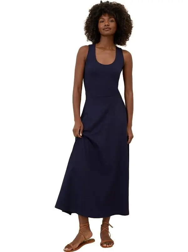 PACT Organic Cotton Fit & Flare Maxi Dress - Eclipse
