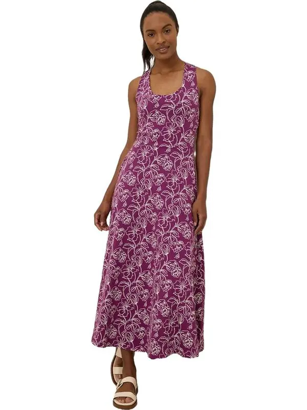 PACT Organic Cotton Fit & Flare Maxi Dress - Looking Glass Floral Sangria