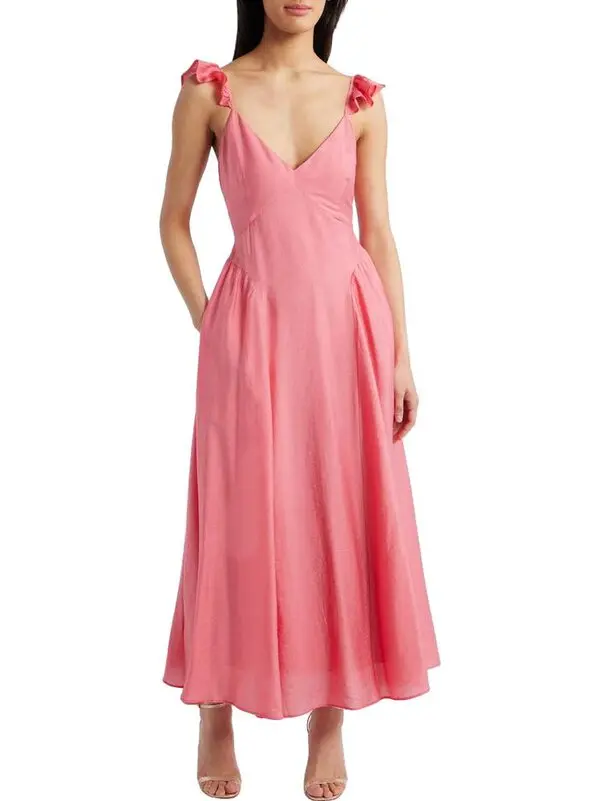 Chelsea28 Flutter Sleeve Maxi Dress - Pink Rapture
