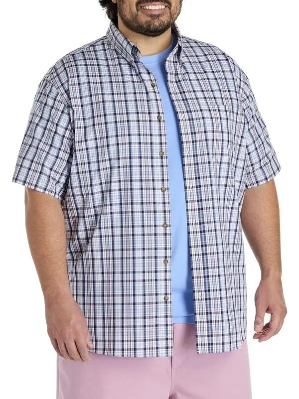 HARBOR BAY BY DXL Big & Tall Easy-care Plaid Sport Shirt - Blue Multi