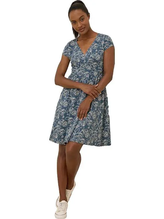 PACT Fit & Flare Crossover Dress - Looking Glass Floral