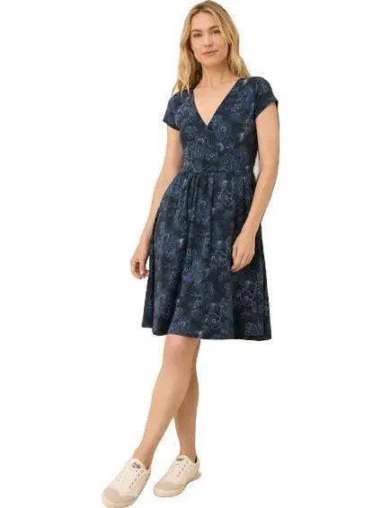 PACT Fit & Flare Crossover Dress - Solstice Floral