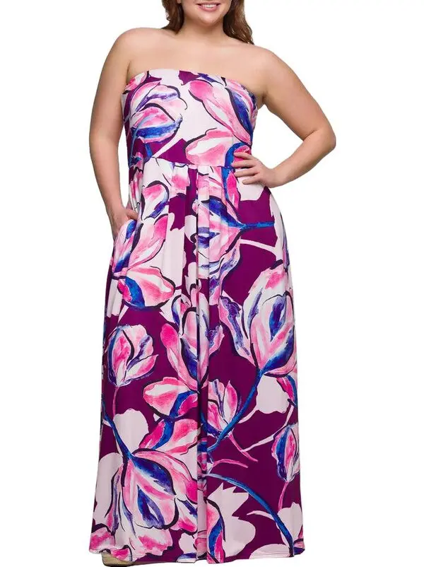 24SEVEN COMFORT APPAREL Floral Maxi Dress - White Multi