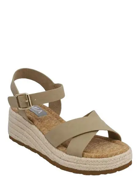 Mia Nikky Ankle Strap Platform Wedge Sandal - Sand Bruss