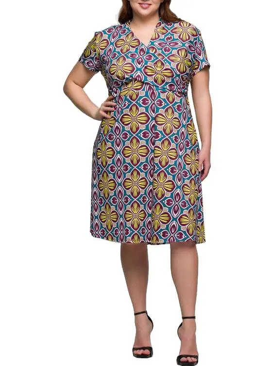 24SEVEN COMFORT APPAREL Floral Knit Midi Dress - Yellow Multi