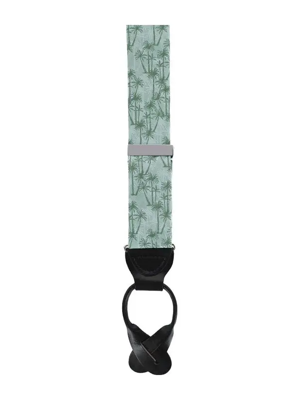 Trafalgar Nohea Palm Tree Linen Blend Button End Suspenders - Green