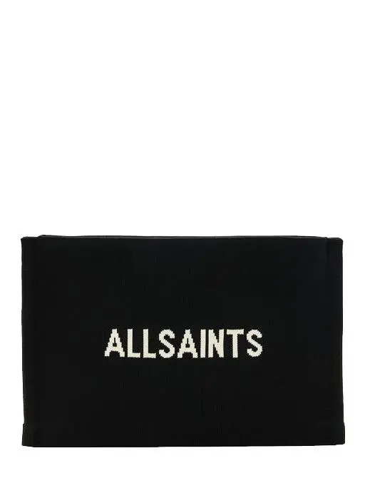 ALLSAINTS Izzy Logo Jacquard Clutch - Black