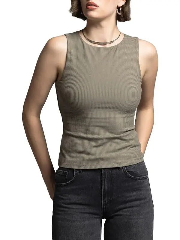 WEEKEND LOS ANGELES Britton Ribbed Tank - Smokey Olive