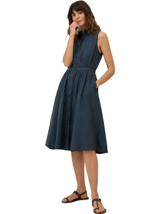 PACT Organic Cotton Lightweight Sleeveless Shirt Dress - Midnight Blue