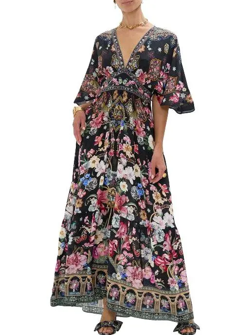Camilla Waisted Maxi Dress With Ruffle - Midnight In Monserrate
