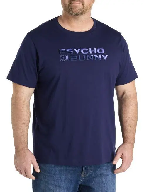 Psycho Bunny Big & Tall Berni Wordmark Graphic Tee - Evening Blue