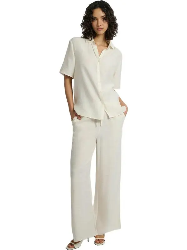 Onia Crinkle Oversized Short Sleeve Shirt - Egret