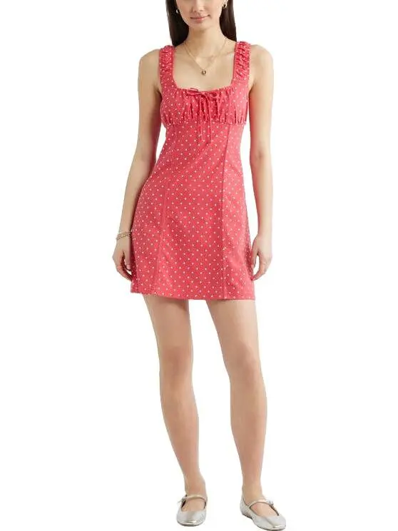 Bp. Floral Stretch Cotton Minidress - Red S- White Dove Dot