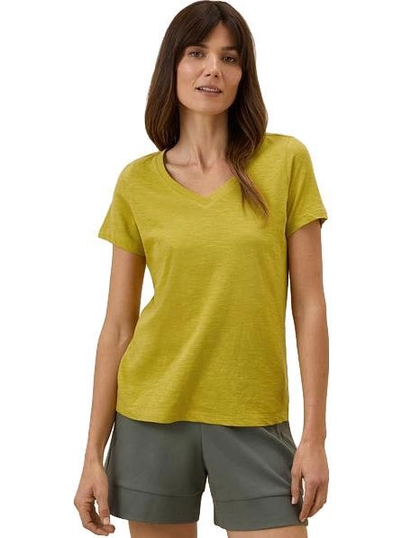 PACT Organic Cotton Featherweight Slub V-neck Tee - Chartreuse