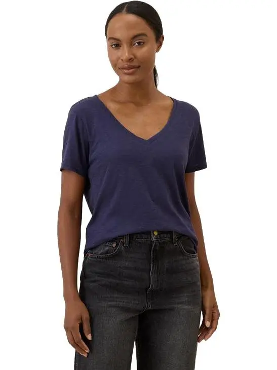 PACT Organic Cotton Featherweight Slub V-neck Tee - Eclipse