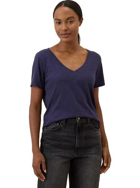 PACT Organic Cotton Featherweight Slub V-neck Tee - Eclipse