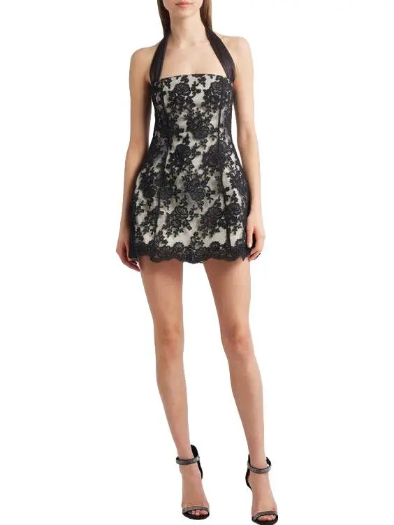DELFI COLLECTIVE Isabella Lace Halter Minidress - Black